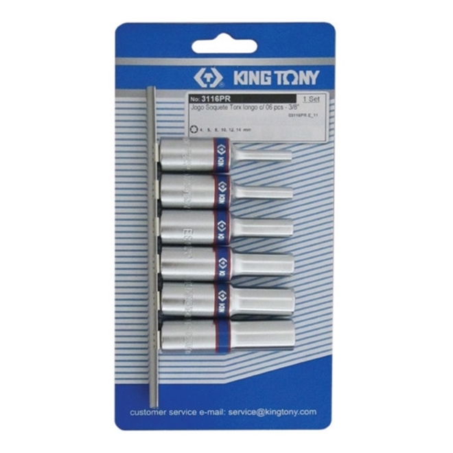 Jogo de soquete torx longo E4 a E14 6pc King Tony - Jogo de soquete torx longo E4 a E14 6pc King ...