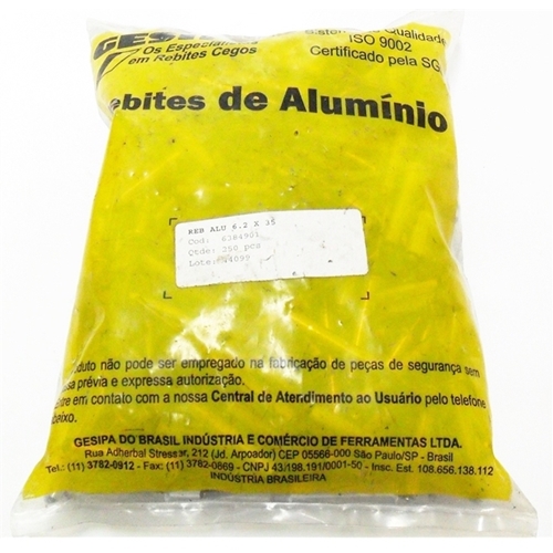 Rebite de alumínio 6,2 x 40mm Embalagem com 500 peças R.640 Rebitop ...