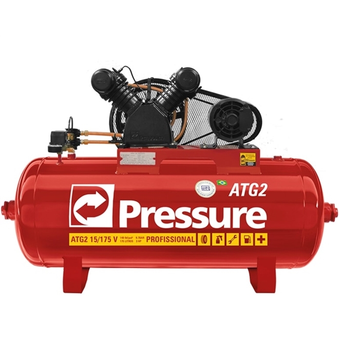 Compressor 15 Pes 175L Trifasico 220/380V ATG2 15/175 V-3HP Pressure ...