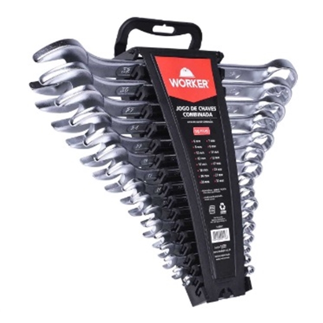 Chave combinada aço cromo 6-32MM 16PC WORKER - Chave combinada aço ...